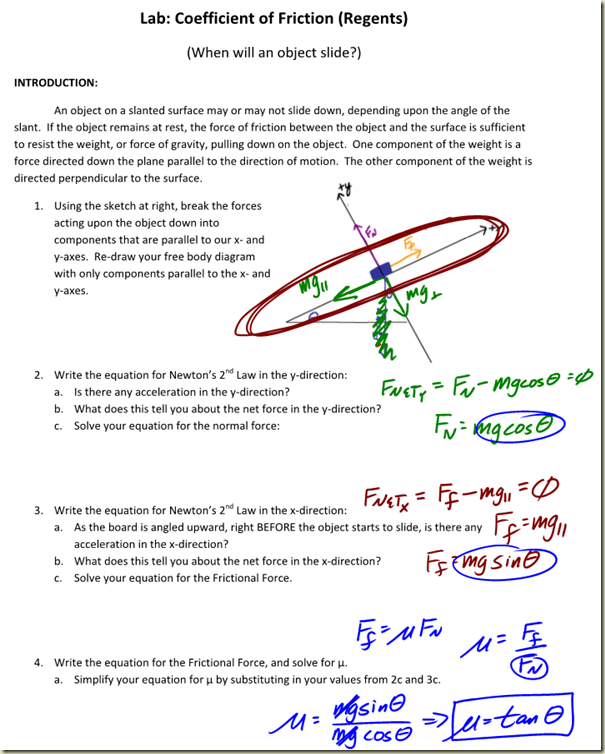 Coefficient of Friction Lab - Regents Physics Coefficient of Friction Lab - Regents Physics